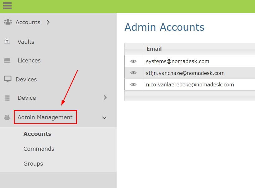 Admin Management | Nomadesk Private Cloud Documentation